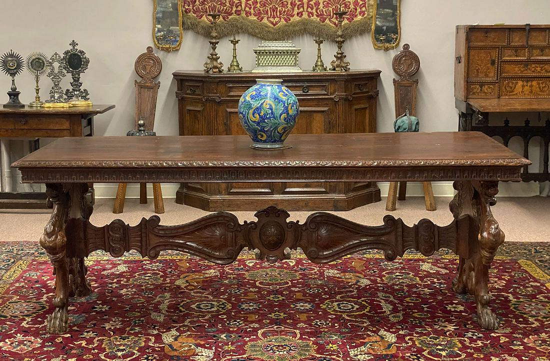 Italian Renaissance Carved Walnut Refectory Table