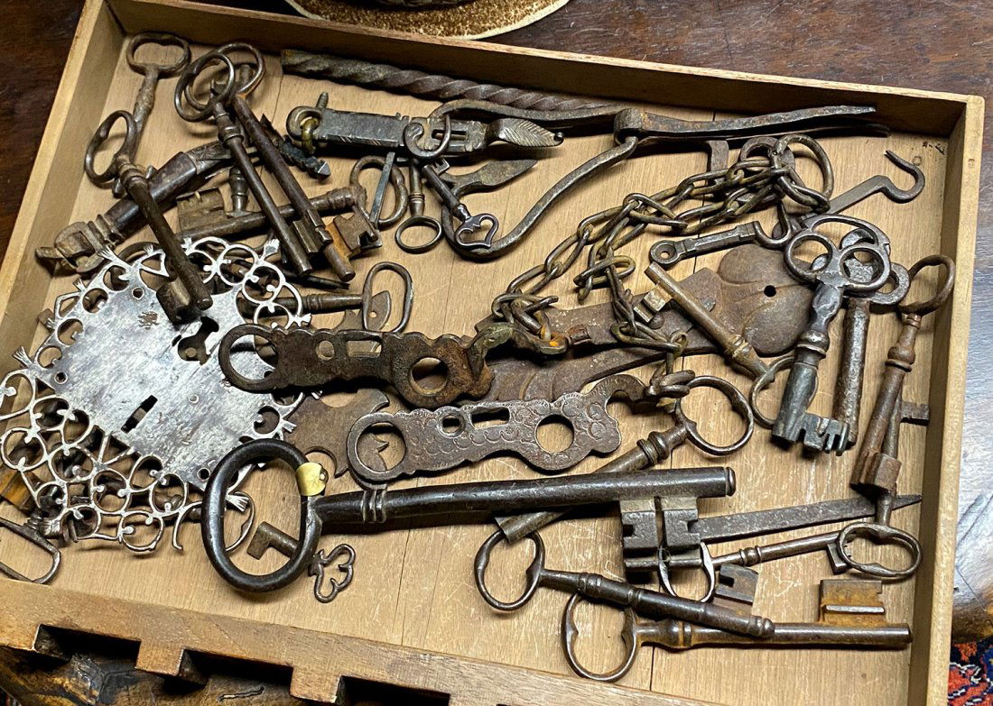 Large Group Of Early Iron Keys And Hardware