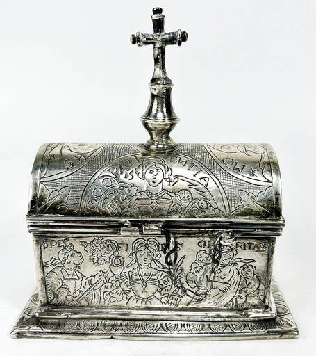 Rare Spanish Colonial Silver Chrismatory Casket