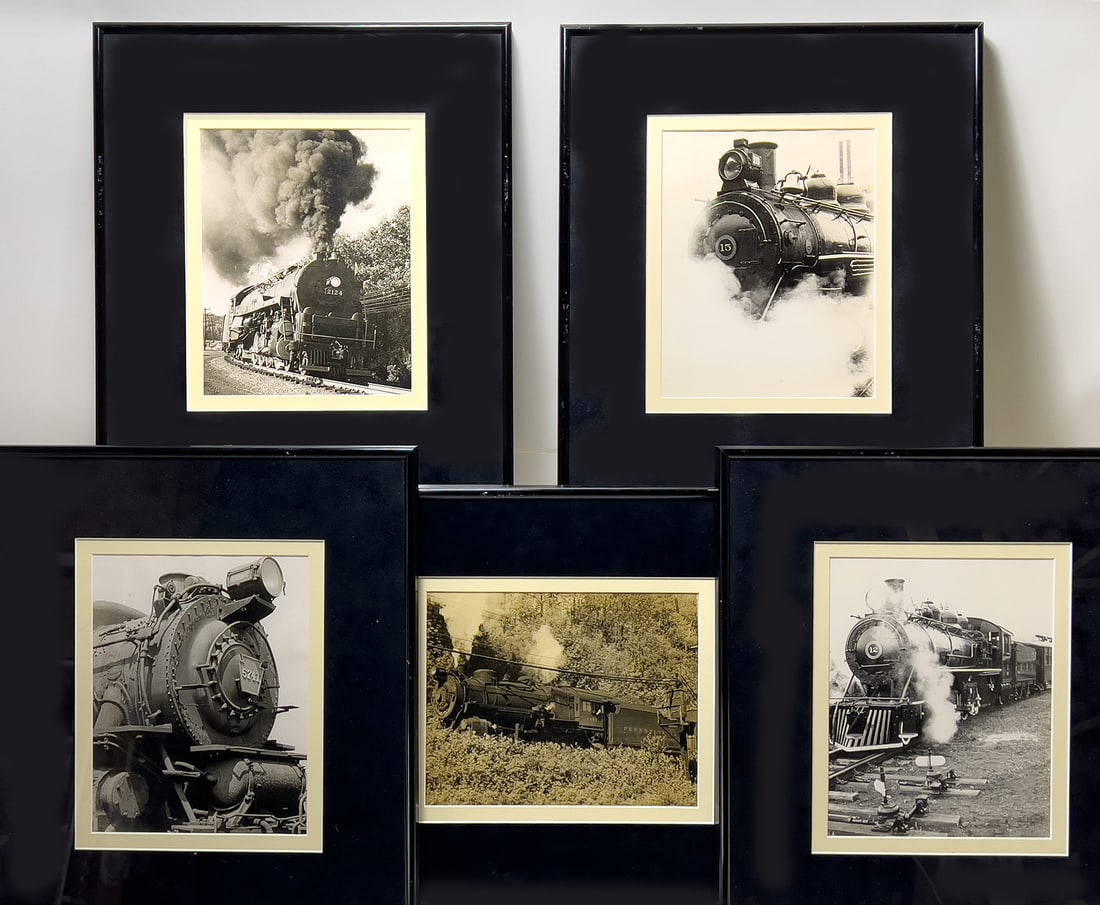 (5) Locomotive / Train Photographs, Framed