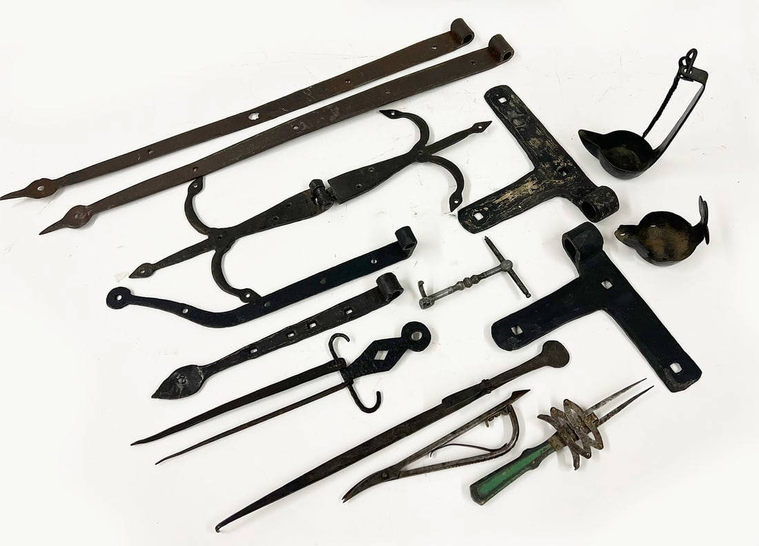 Group Of Early Wrought Iron Items Auction