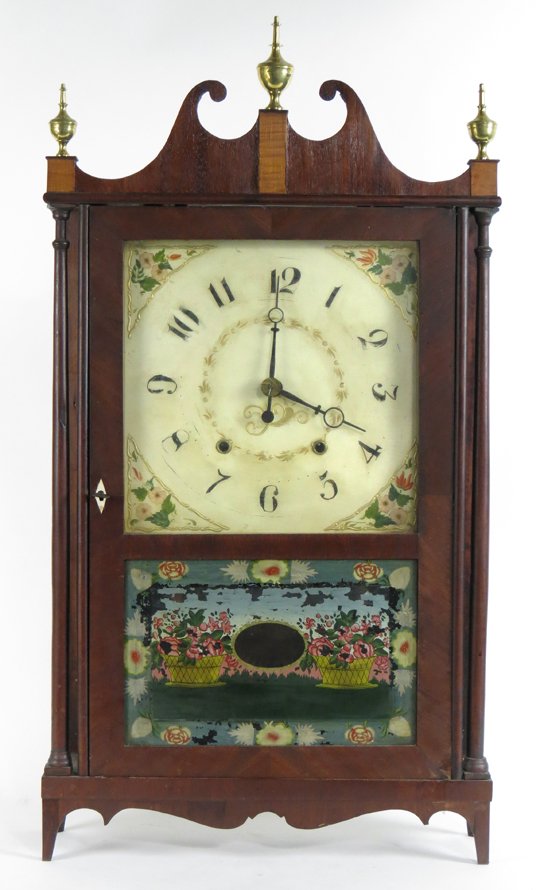 Federal Mahogany Pillar And Scroll Clock