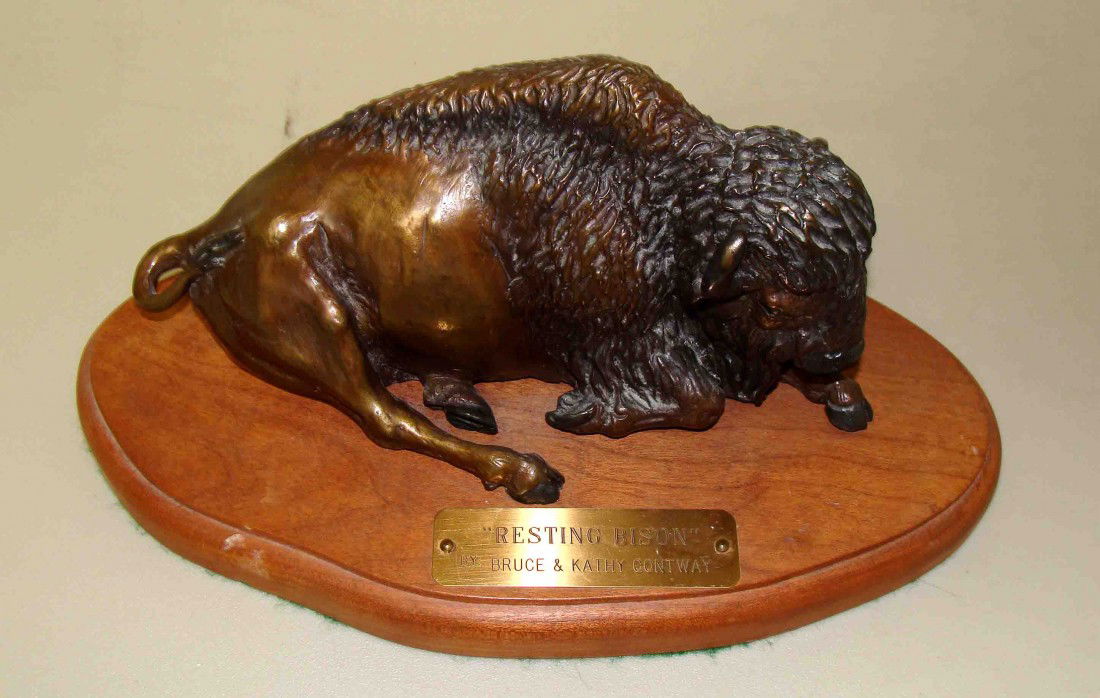 "Resting Bison" by Bruce & Kathy Contway Bronze Figurin