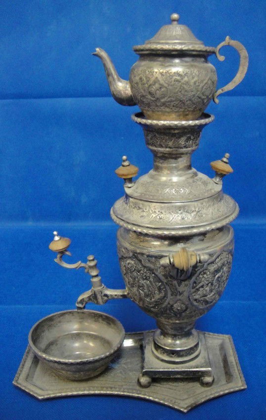 150+ Year Old Iranian "samovar" Silver Teapot Set