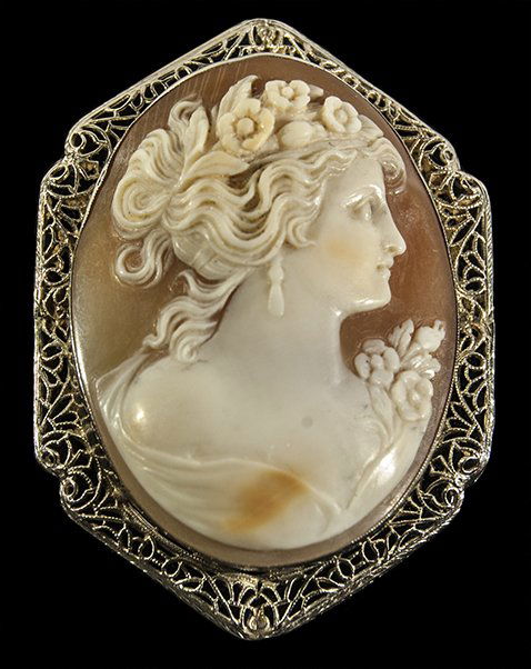Vintage Shell Cameo Brooch W1113