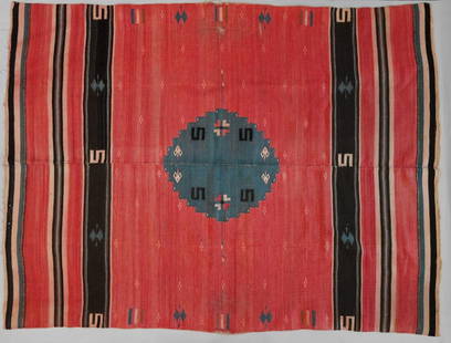 Native American Blanket Rug Ancient Swastika Motif