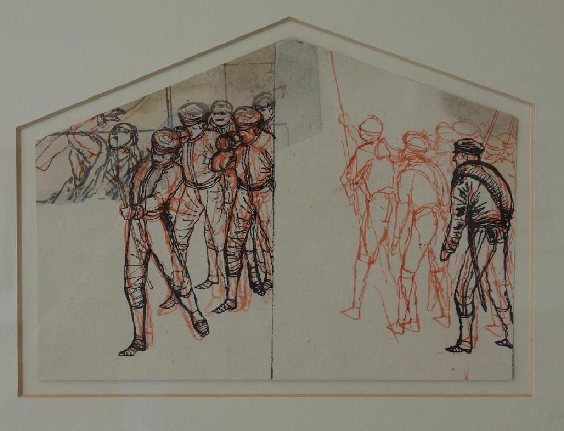 Toshimitsu, Sumi Red Ink Drawing Satsuma Rebellion