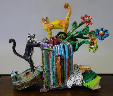 William H Stevens, Papier Mache Cat Sculpture