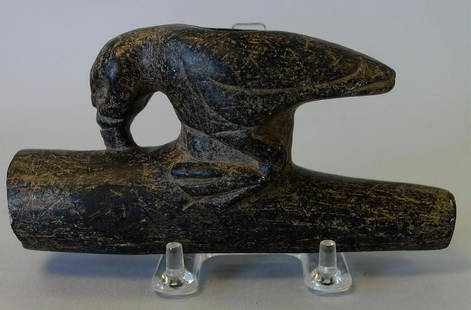 Native American Carved Stone Figural Effigy Pipe