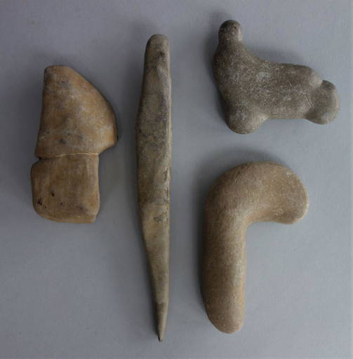 Native American Stone Axe Head, Chisel + Tools