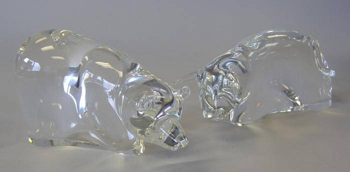 Steuben Powerful Bull & Bear Glass Sculptures - Mar 29, 2012 | Klein ...