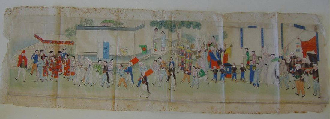 Chinese Painting On Silk, Festival Procession