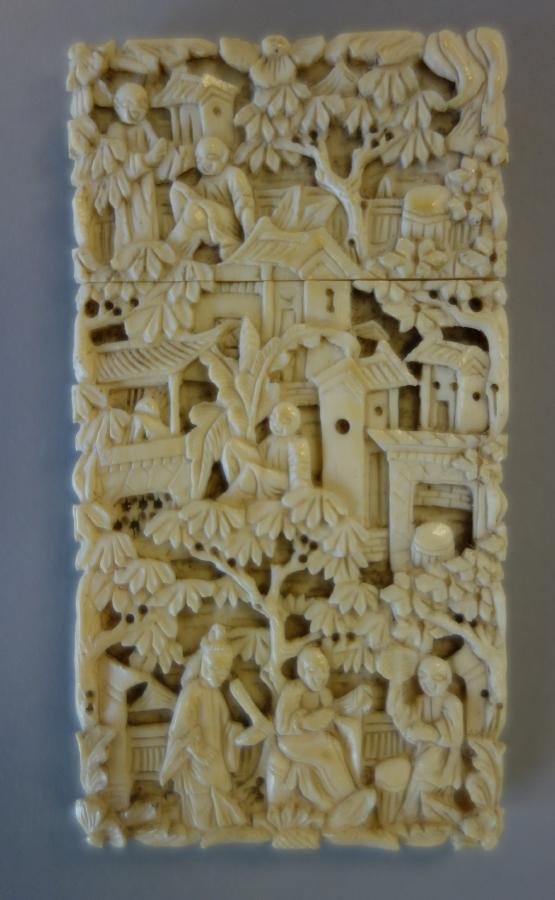 19thc Chinese Carved Ivory Calling Card Case