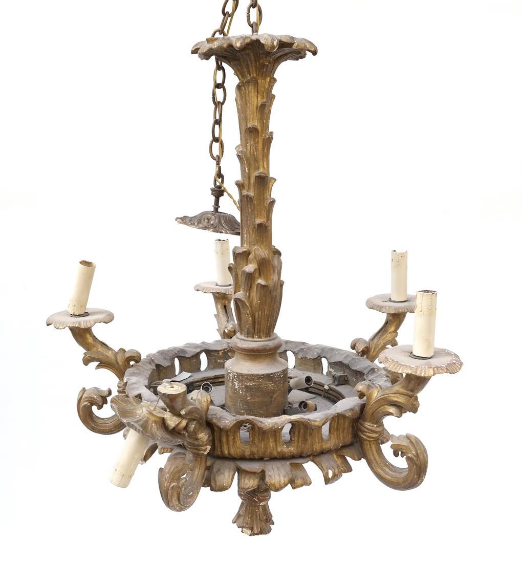 Rococo Style Gilt Wood Chandelier