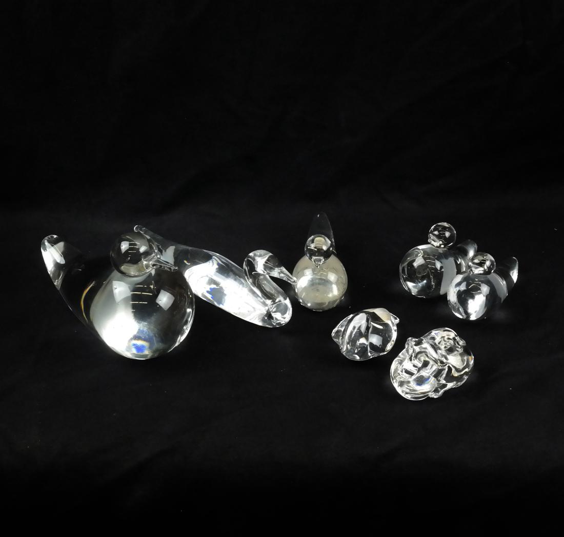 Seven Steuben Clear Glass Ducks
