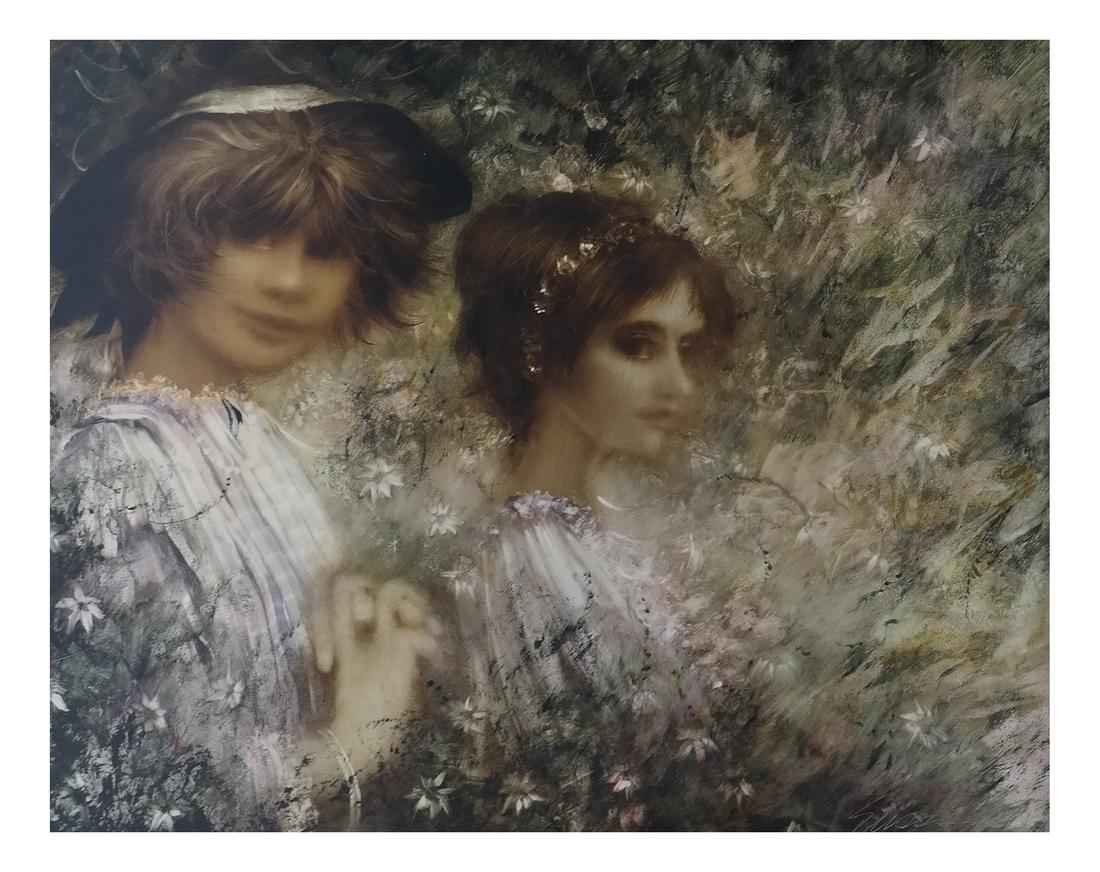 Alfred Sussi, Two Girls - Oil on Board