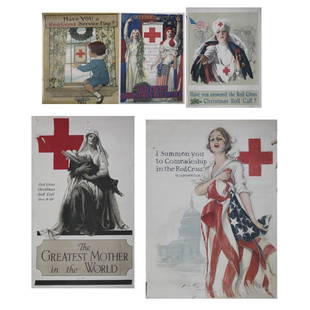 2 Original Vintage Us World War I Red Cross Posters