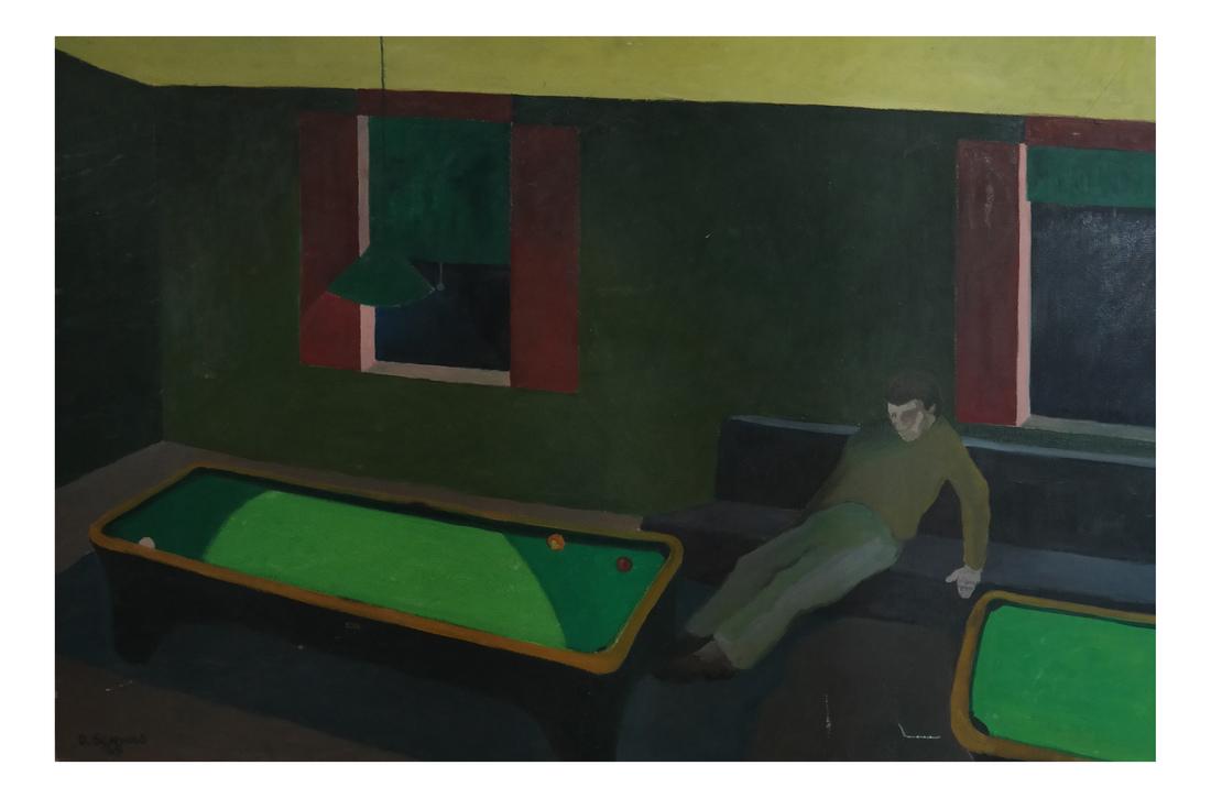 David Schwab Painting of Pool Hall
