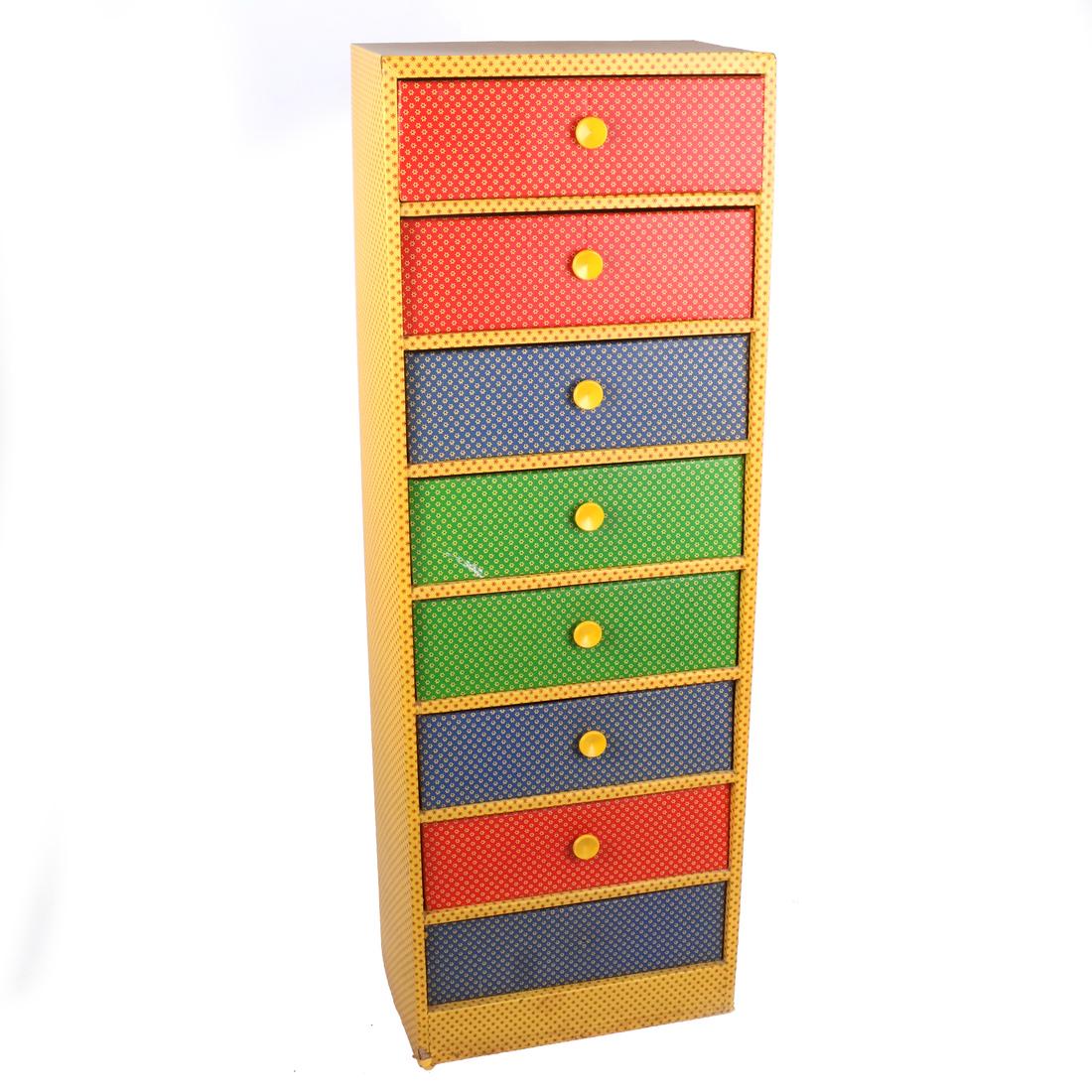 Multicolor 8-Drawer Cardboard Chest