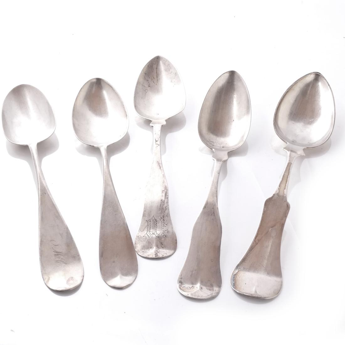 Five American Coin Silver Spoons