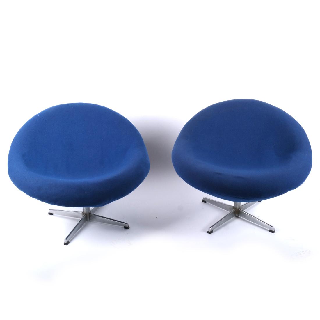 Pair Blue Womb-Style Chairs