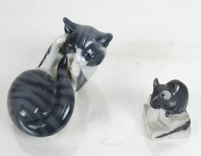 Royal Copenhagen Cat And Mouse Figurines