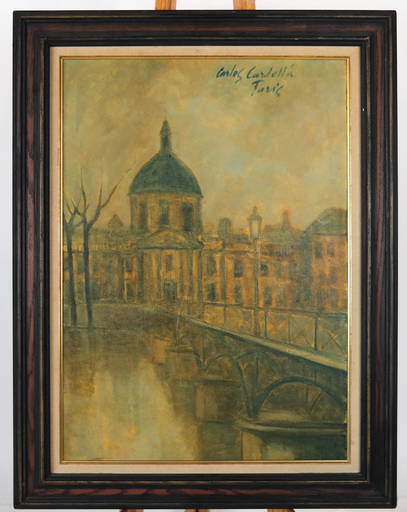 Charles Cardella: "le Pont Des Arts, Paris" Oil On