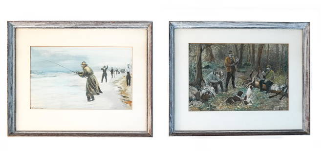 Pair A. B. Frost Field Hunting Prints Framed