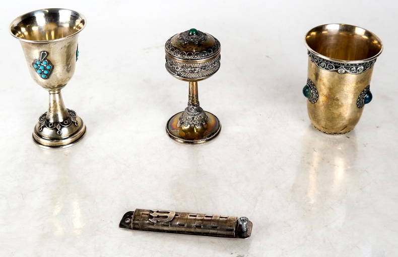 Four Judaic Sterling Silver Items