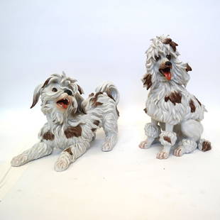 Pair Algora Spanish Porcelain Dogs