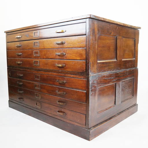 American Mahogany Map Chest, Circa 1900