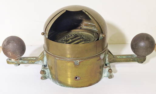 U.s. Navy Brass Nautical Ship Binnacle Compass