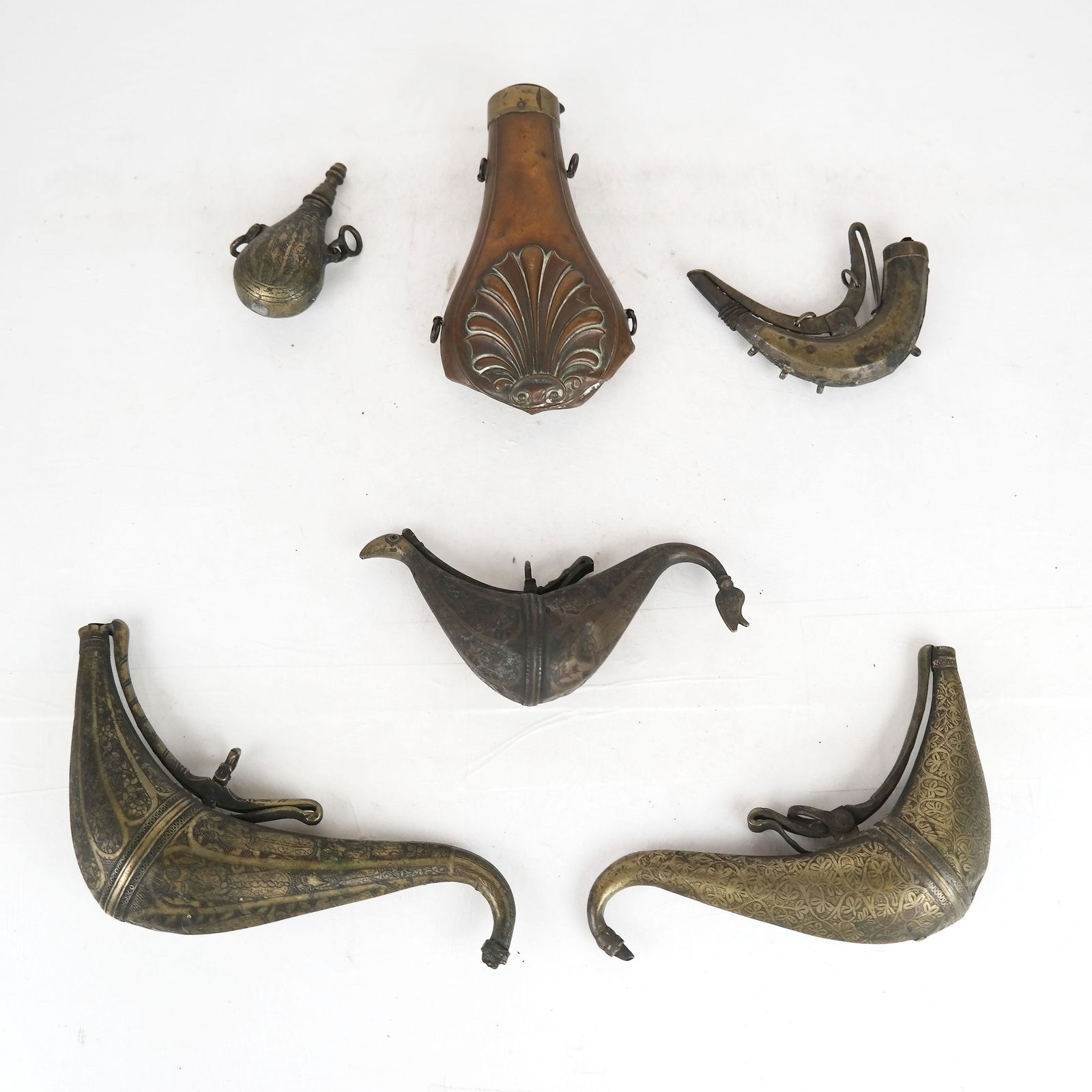 Lot of Six Turkish Brass & Copper Powder Horns - Jun 08, 2021 | Roland ...