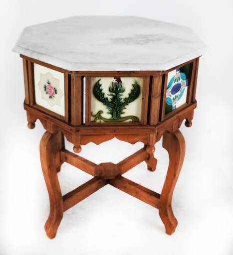 Tile Inset Octagonal Side Table