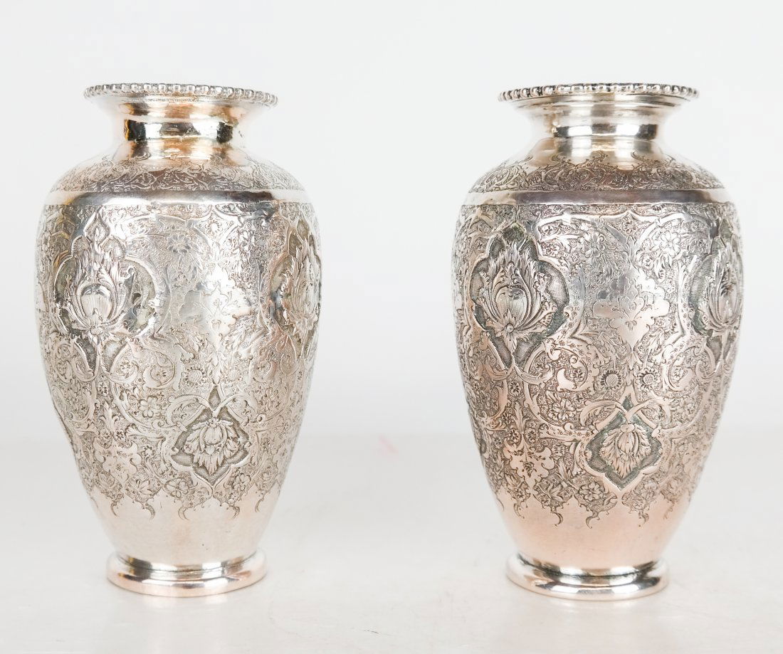 Pair Chinese Small Silver Vases (#0321) on Aug 14, 2021 | Roland NY in NY