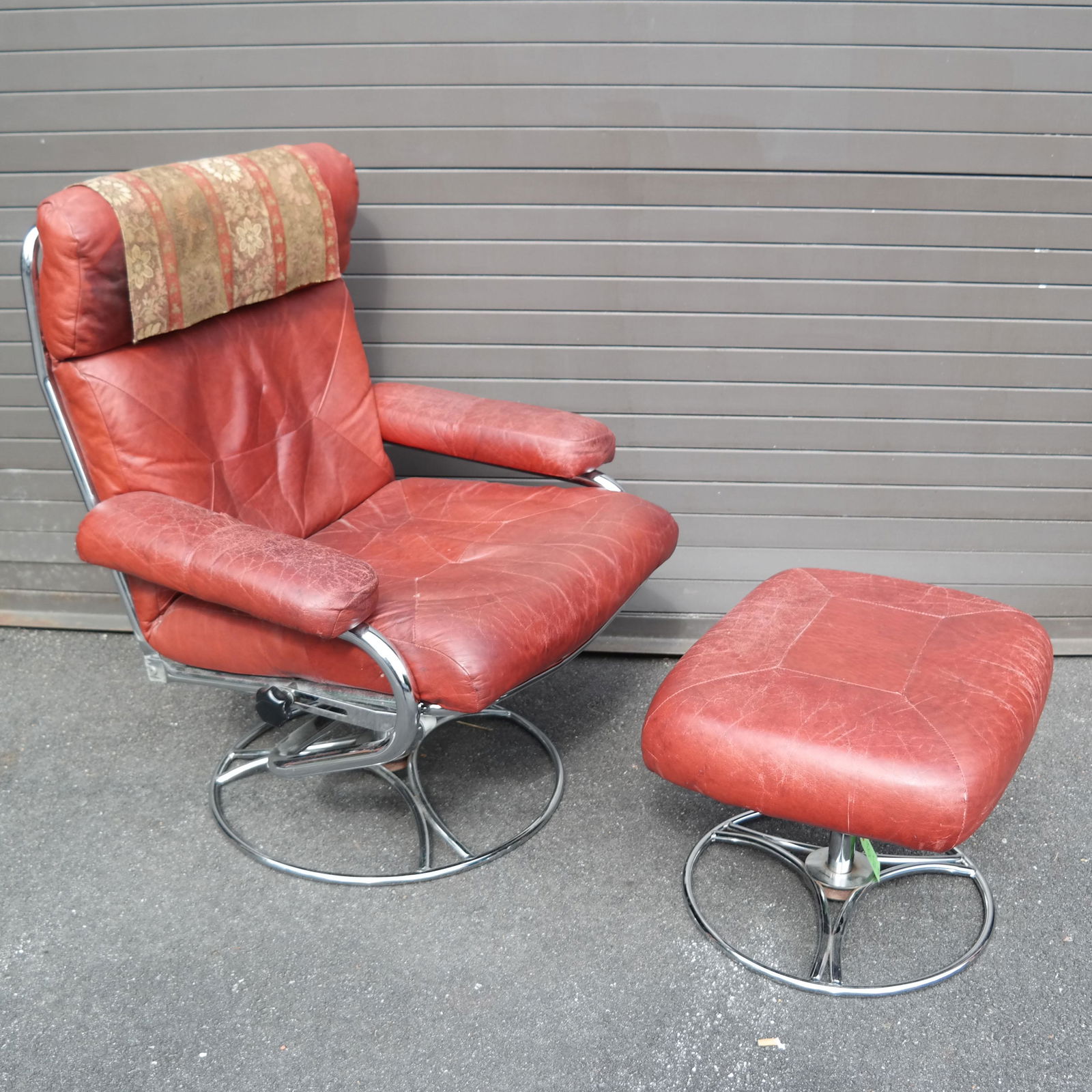 Modern Red Leather Arm Chair & Ottoman - Aug 14, 2021 | Roland NY in NY