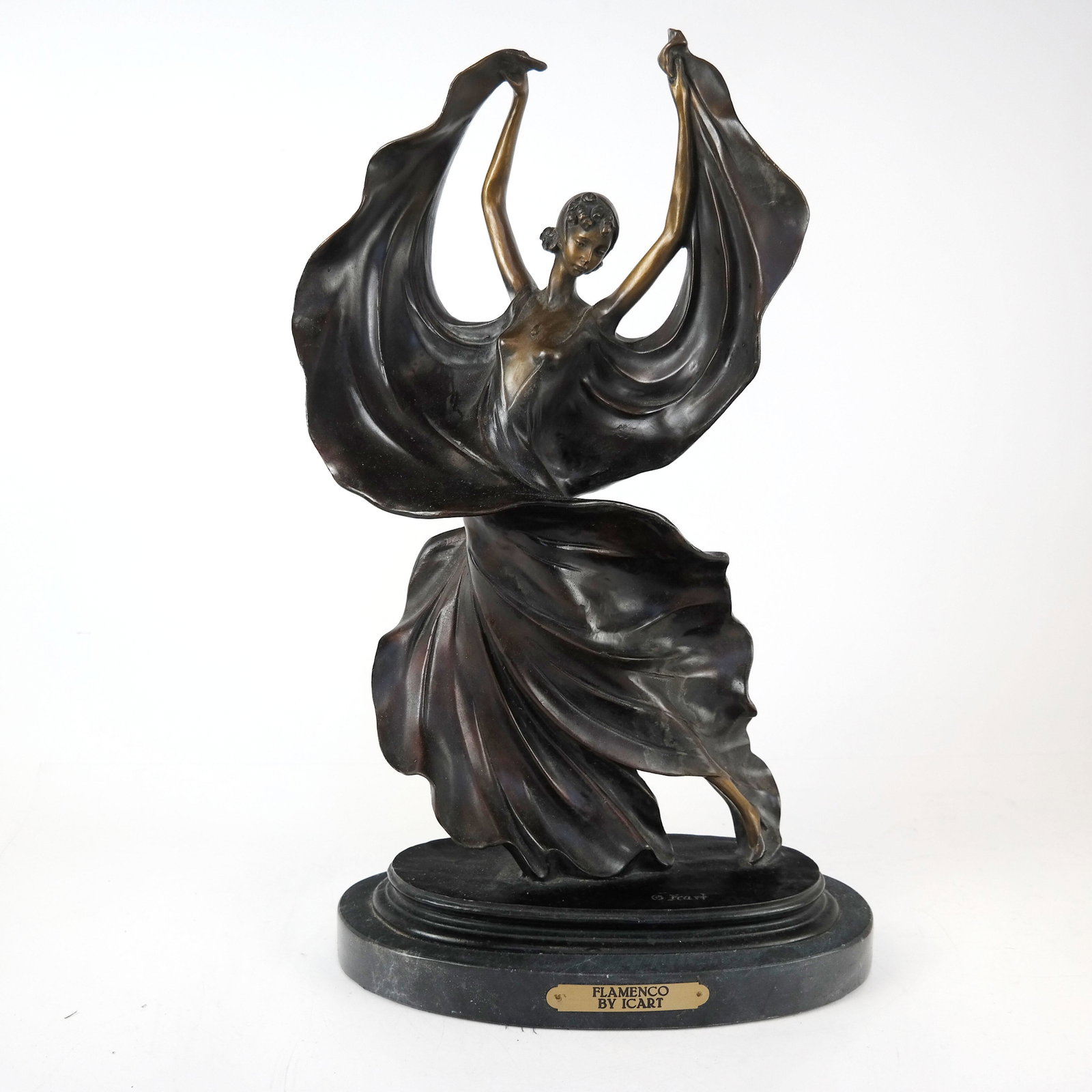 After Louis Icart: Bronze Sculpture Of Woman