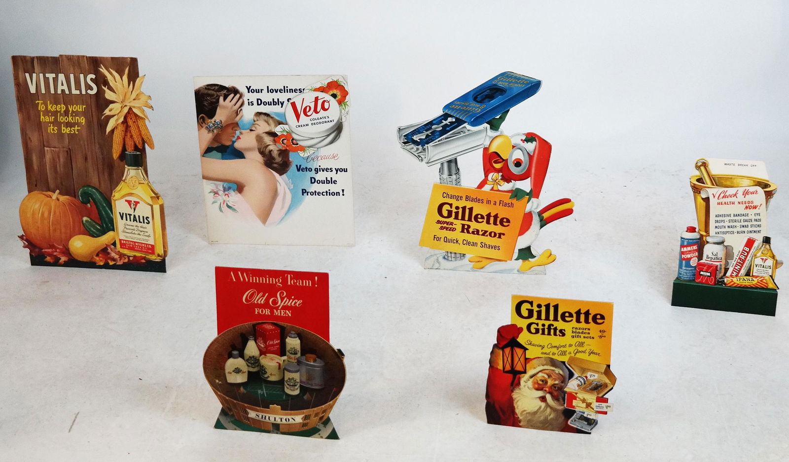 Lot Of 6 Vintage Drug Store Advertising Standees