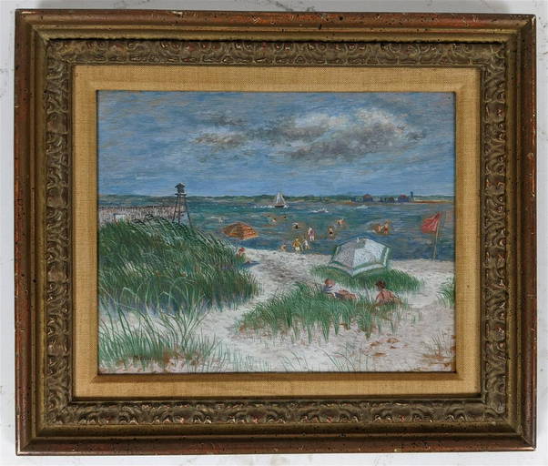 Mervin Howie: Beach Scene Oil Painting
