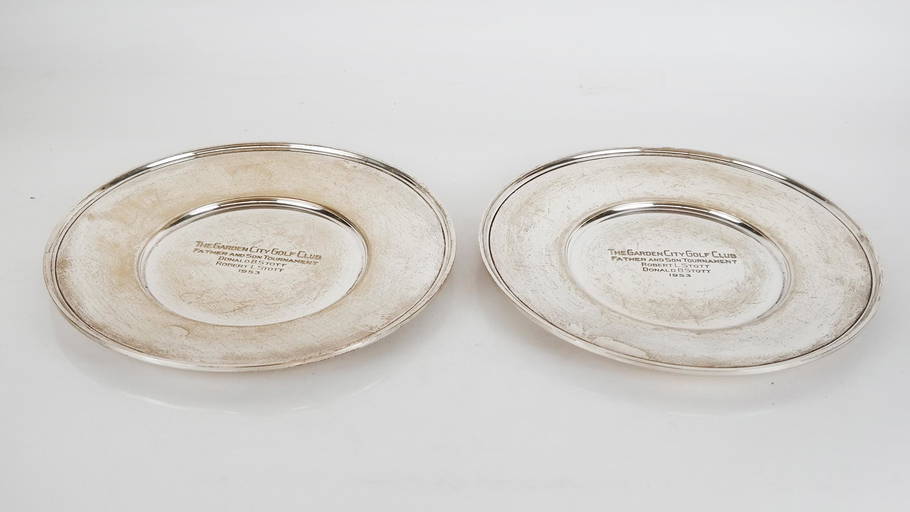 Pair Of Sterling Silver Trophy Plates