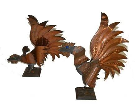 Two Copper Chickens