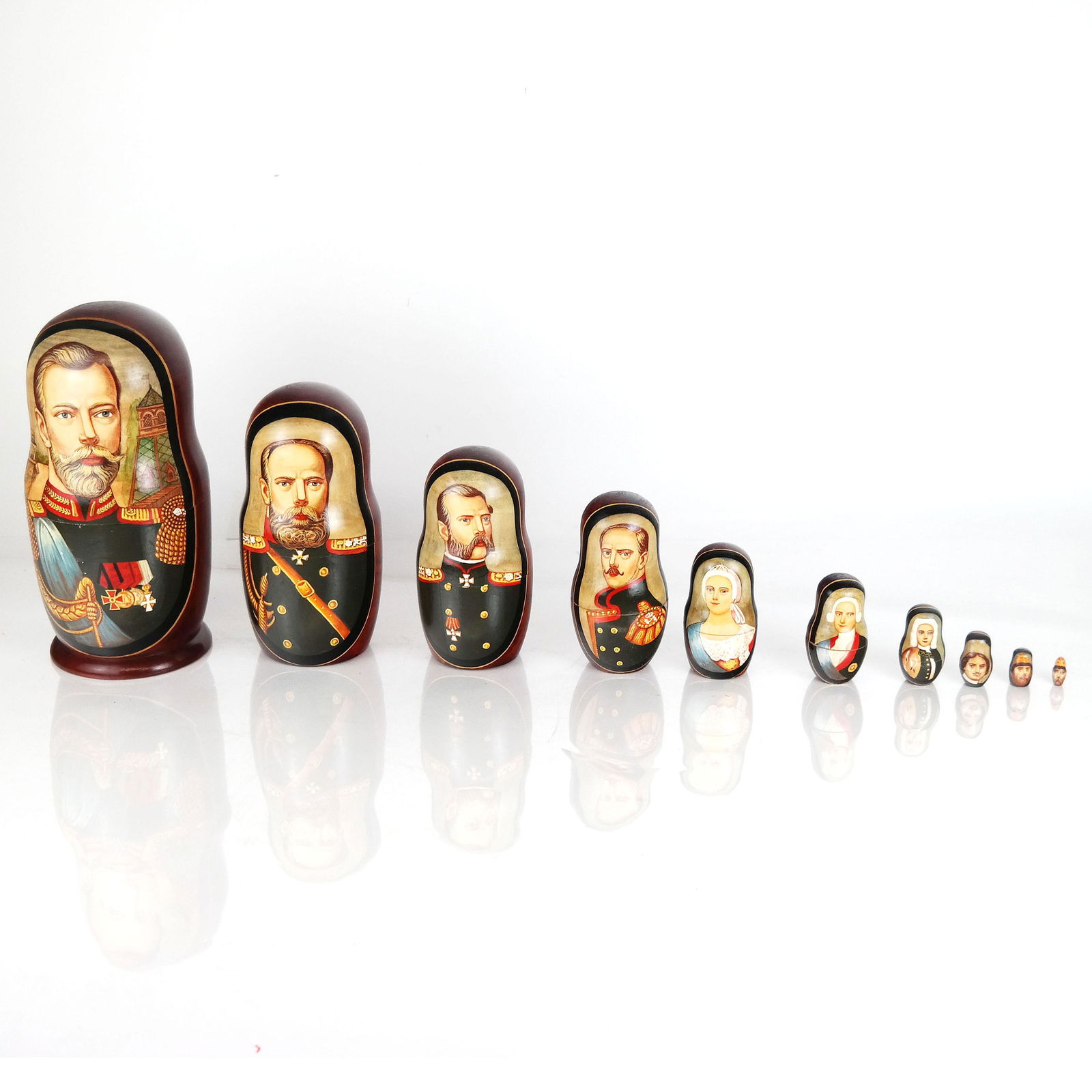 Nest Of Nine Signed Matryoshka Doll Boxes
