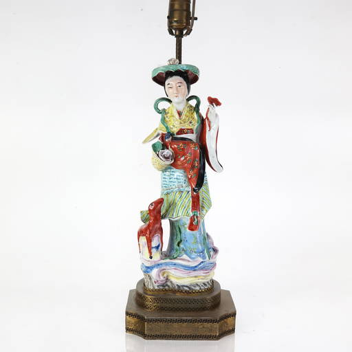 Chinese Figural Porcelain Table Lamp