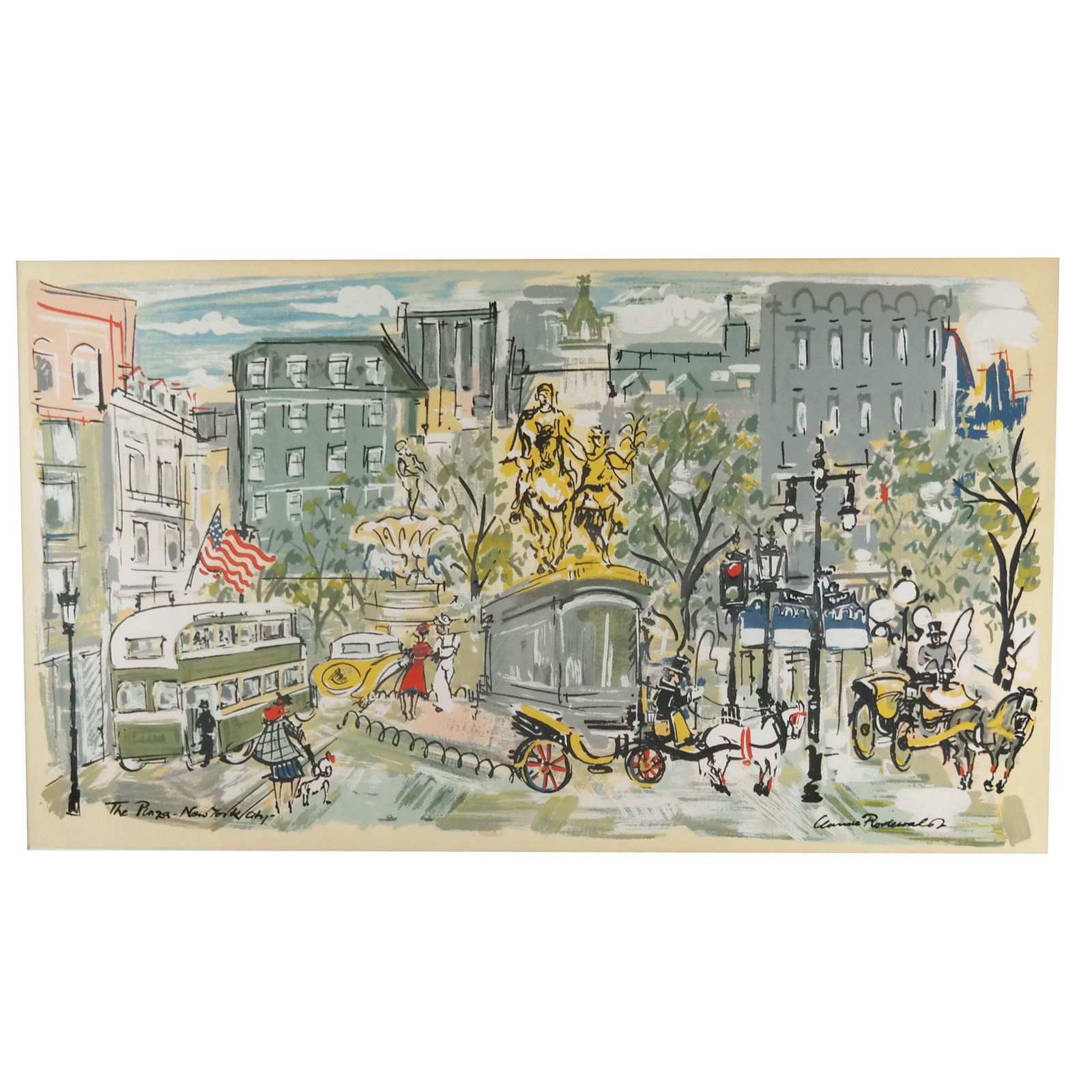 Claude Rodewald: The Plaza Nyc Pochoir Print