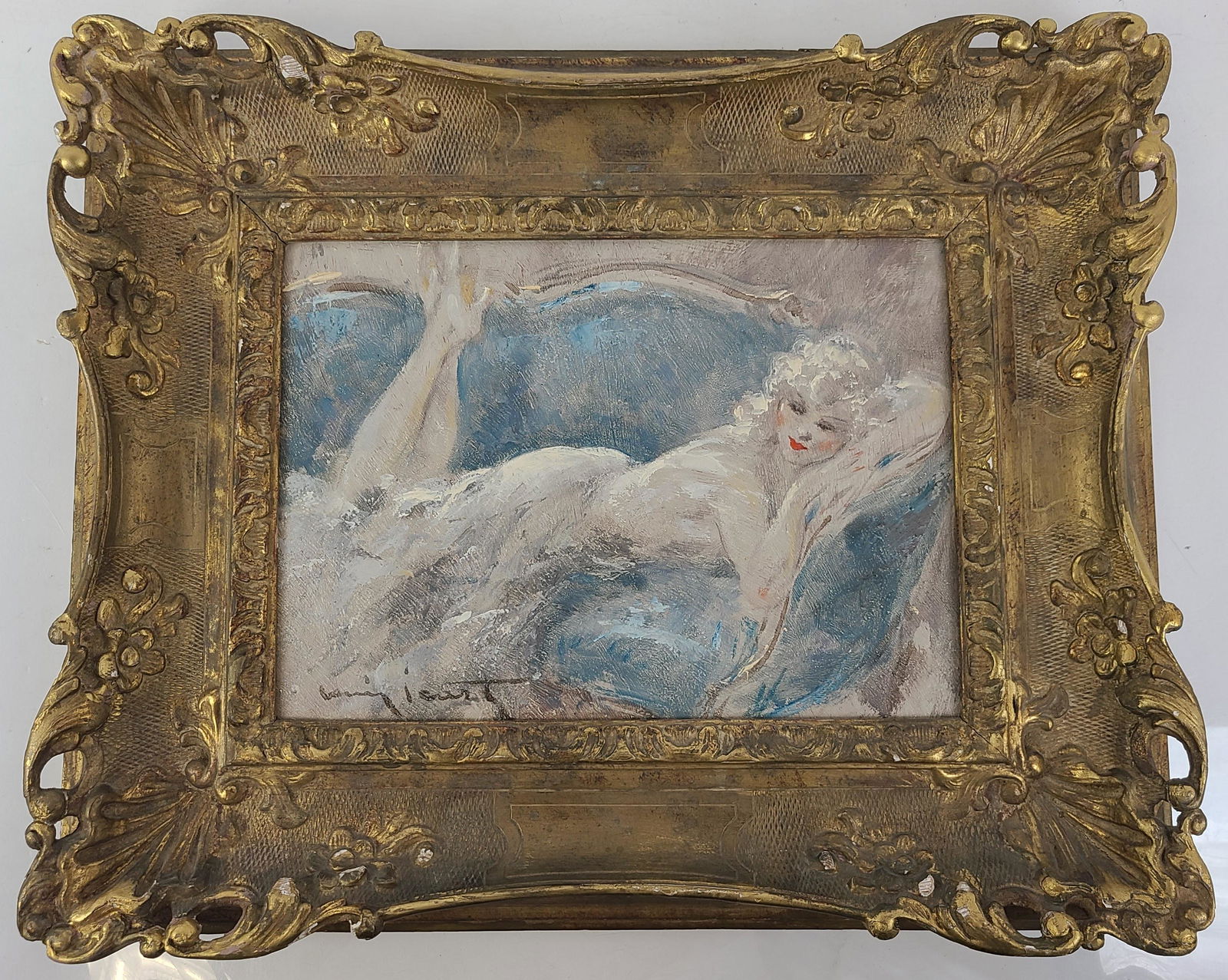 Louis Icart: "enfin Seule" Oil On Board Painting