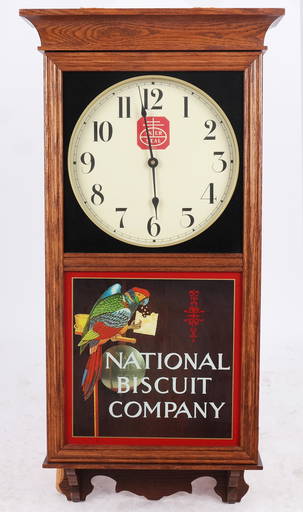 American Oak & Reverse Painted Regulator Clock
