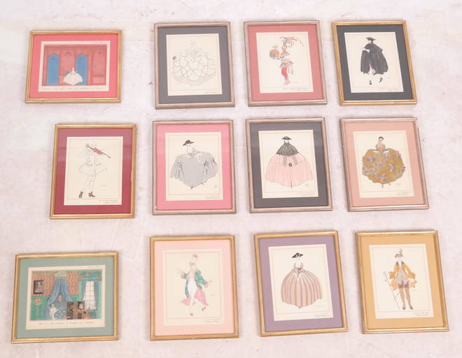 Barbier: Set Of 12 Pochoire Fashion Prints