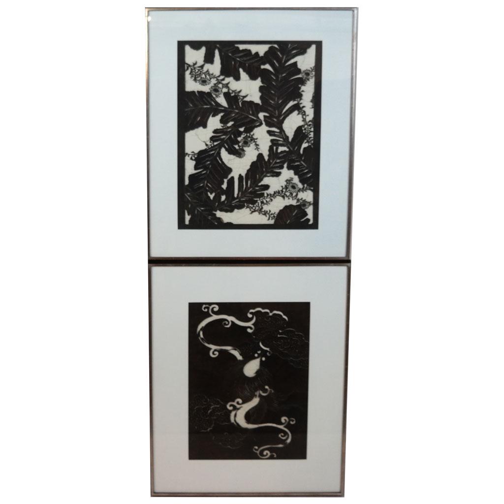 Pair Of Framed Cut-out Silhouette Panels Auction