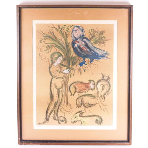 Marc Chagall: Blue Bird Lithograph