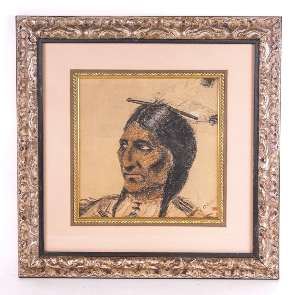 Manner Of George Catlin: Native American - Drawing Auction